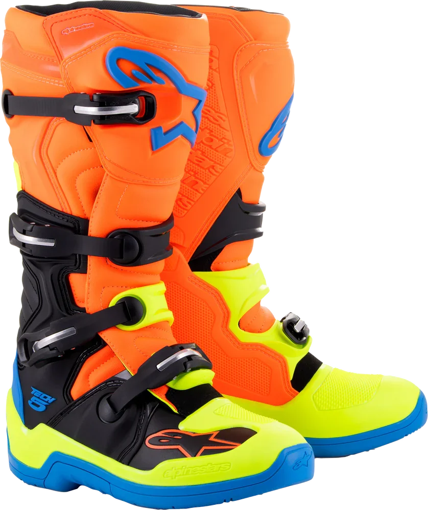 TECH 5 BOOTS BLUE/ORANGE/YELLOW FLUO – Jhm Cycle Co